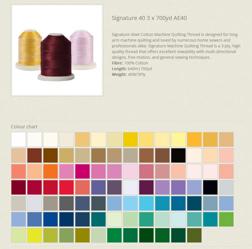 Signature 40 Cotton Machine Quilting Thread 700yd