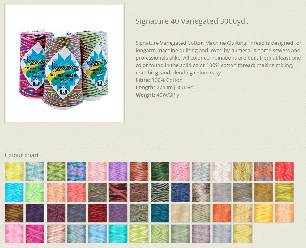Signature 40, Variegated Cotton Machine Quilting Thread 3000yd