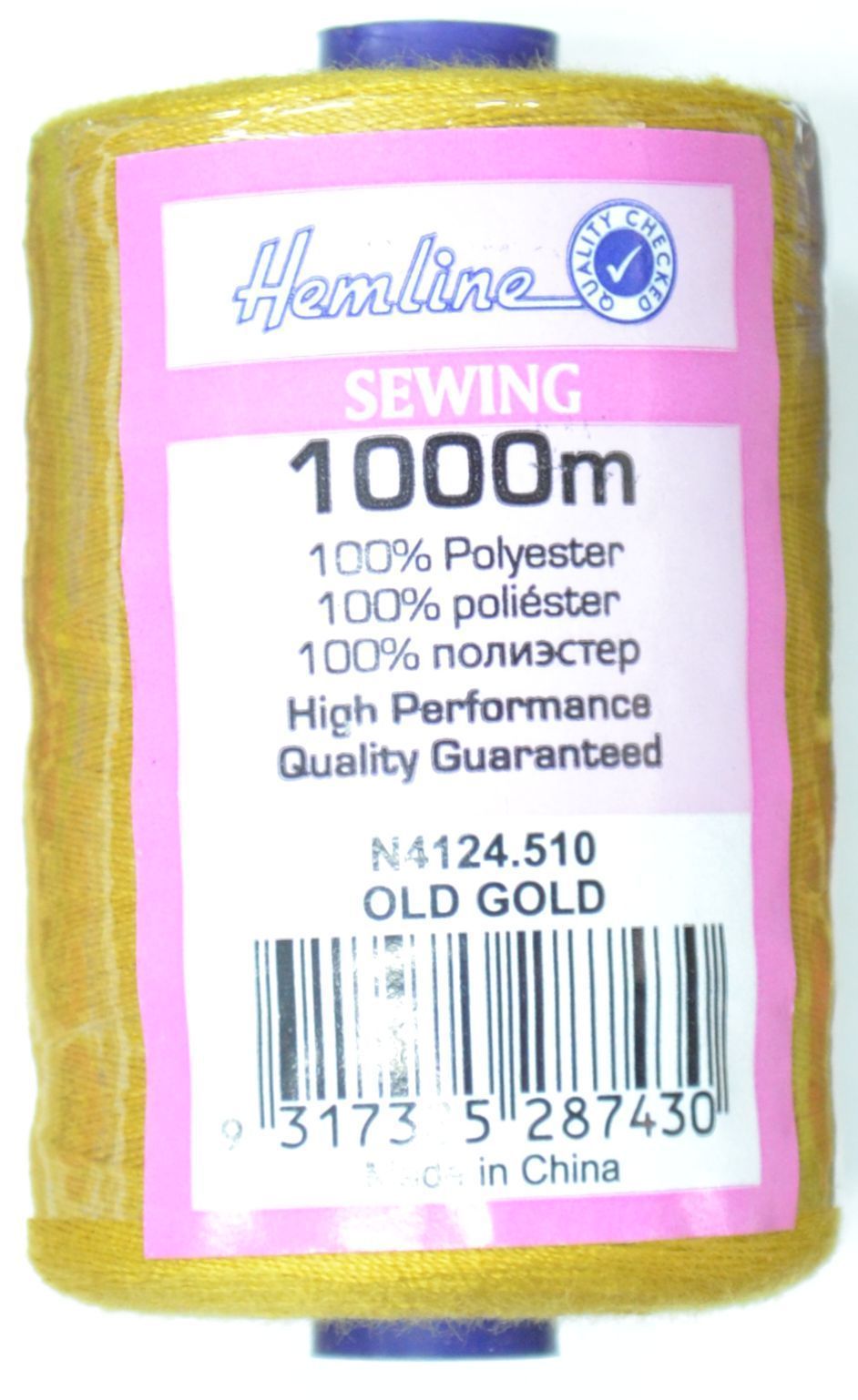 Hemline Polyester Thread 1000m OLD GOLD