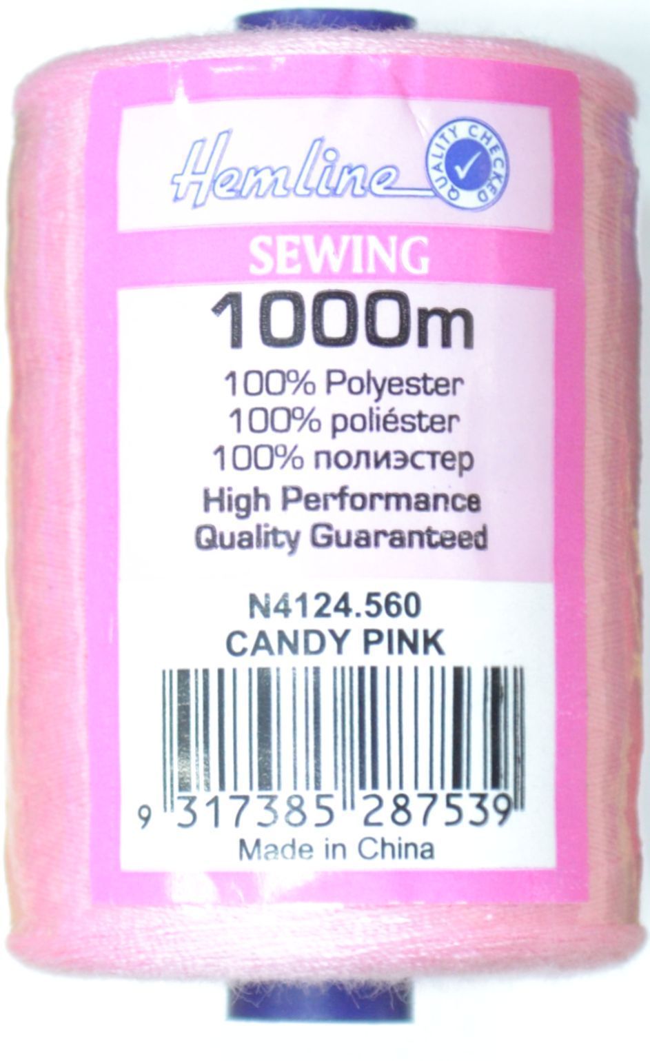 Hemline Polyester Thread 1000m CANDY PINK