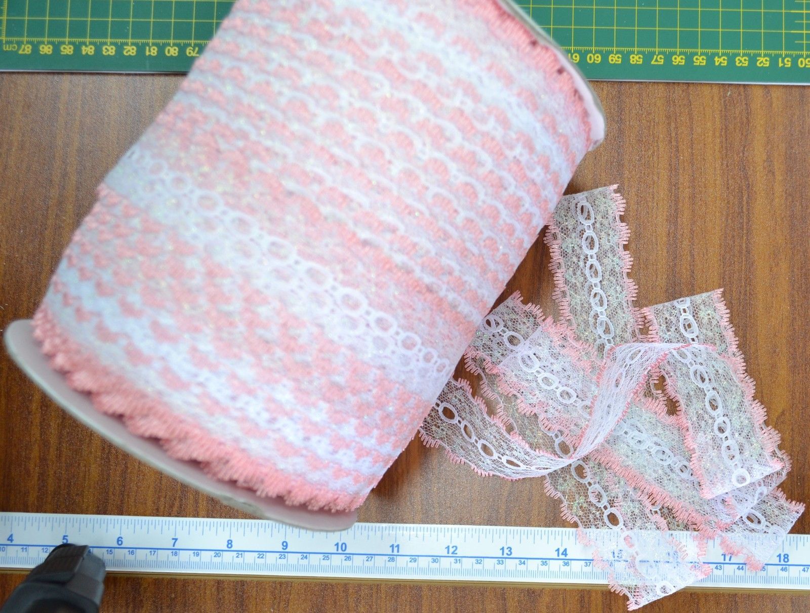 IRIDESCENT EYELET LACE, 37mm x 1m, INSERTION LACE, KNITTING LACE.
