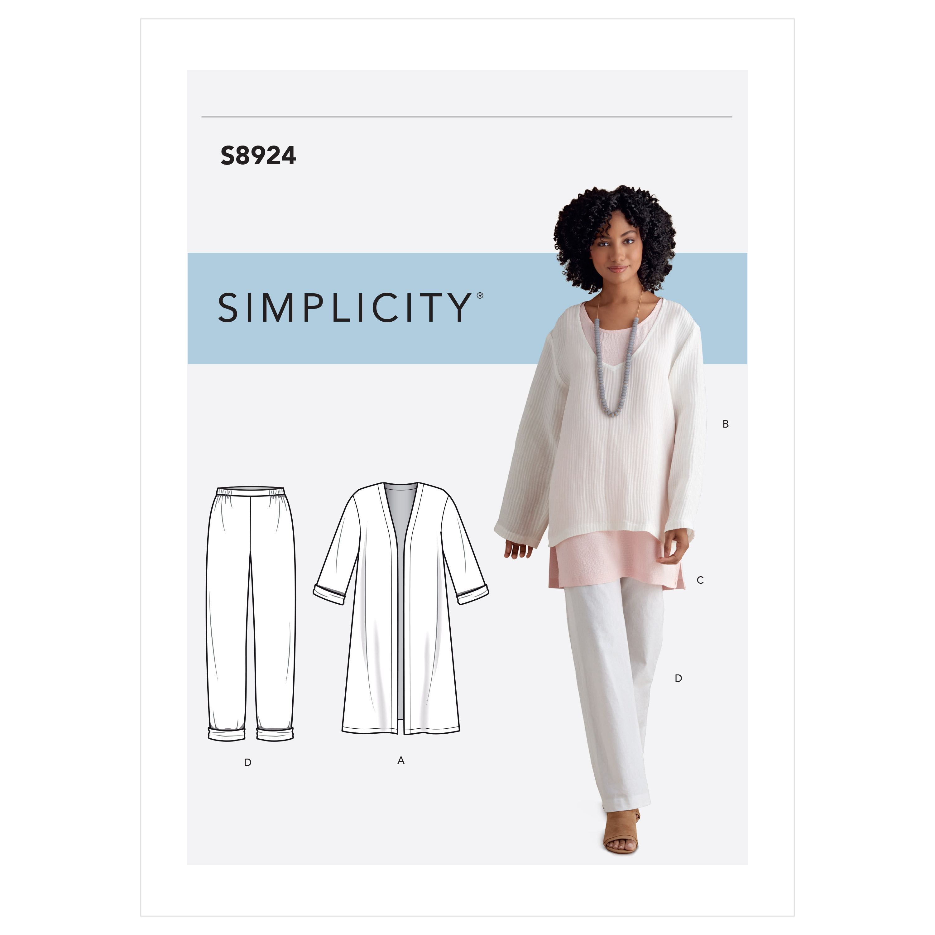 Simplicity Sewing Pattern S8924 Misses' Jacket, Top, Tunic & Pull-on Pants