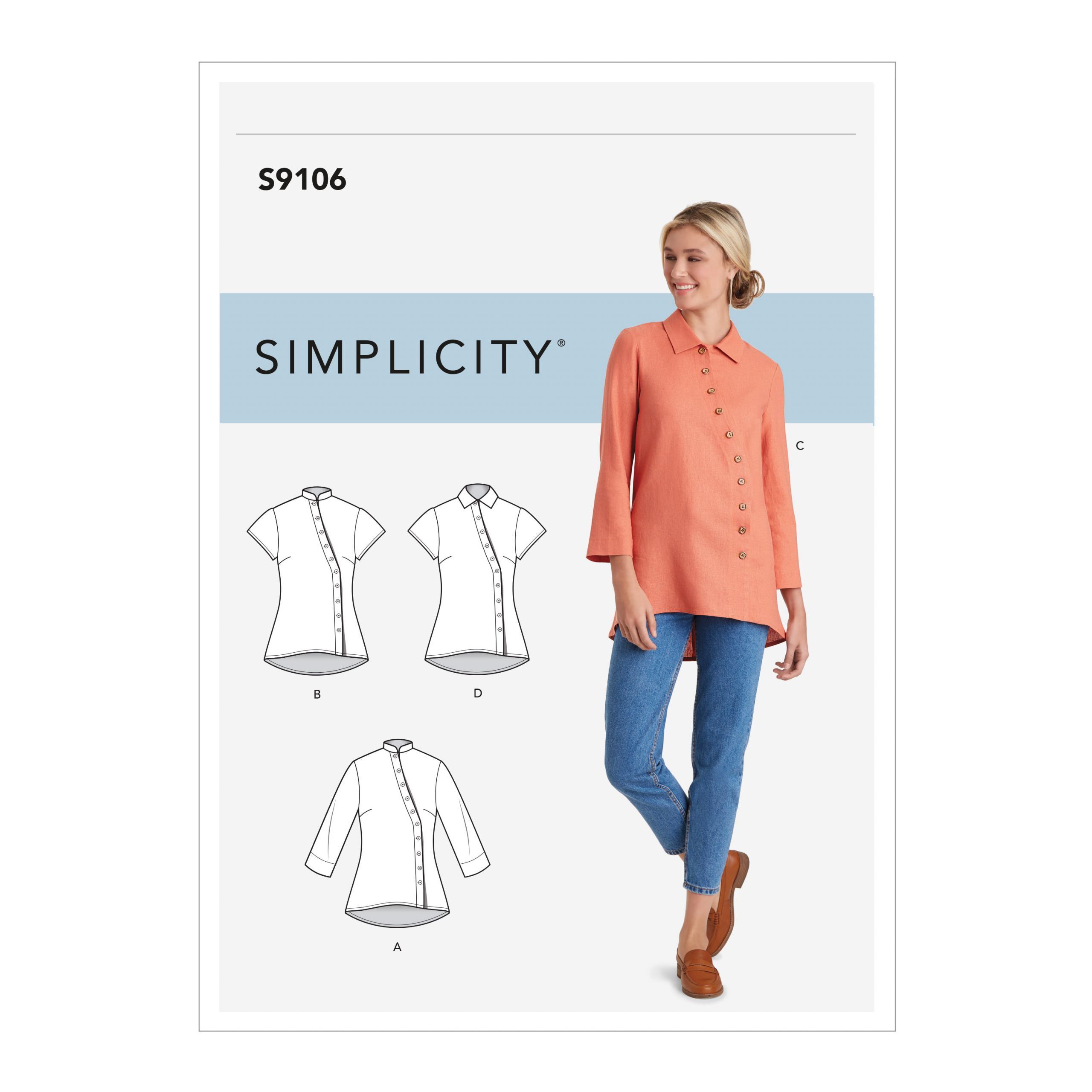 Simplicity Sewing Pattern S9106 Misses' & Women's Button Front Shirt ...