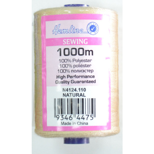 Hemline Polyester Thread 1000m NATURAL